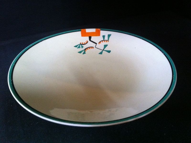 CLARICE CLIFF, A PERFECT RAVEL PATTERN 9" DISHED SANDWICH PLATE ...