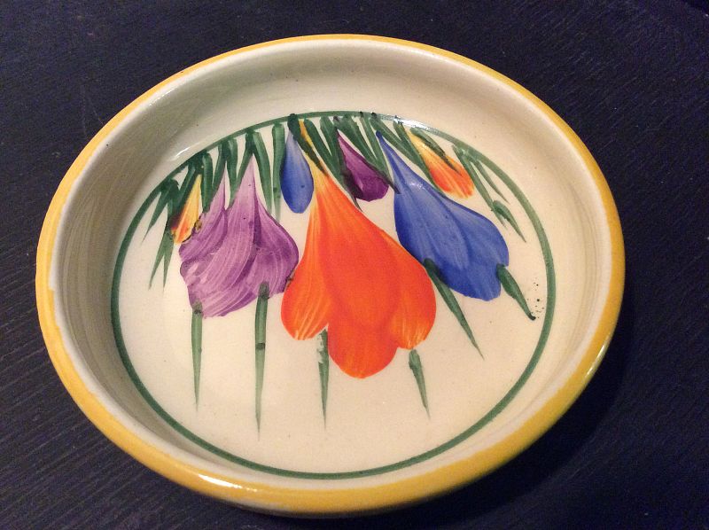 CLARICE CLIFF, A SMALL AUTUMN CROCUS PATTERN COASTER: Clarice Cliff ...